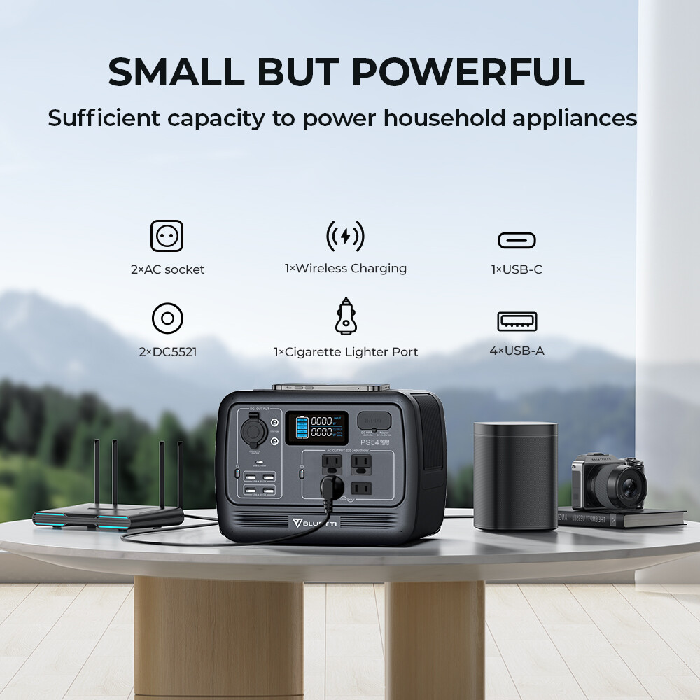 BLUETTI PS54 700W 537Wh Portable Power Station LFP Solar Generator for ...