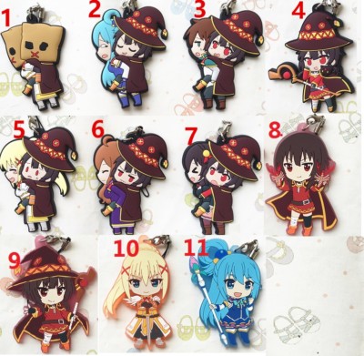 Anime KonoSuba Megumin Aqua Darkness Keychain Rubber Strap Charm ...