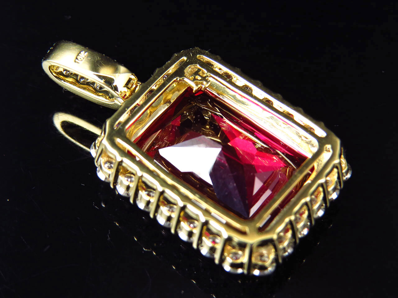 10k Yellow Gold Genuine VS Diamond Lab created Ruby Gemstone Royal ...