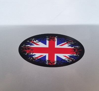 UK British Union Jack Flag Fade to Black Oval Vinyl Sticker For Car Van ...