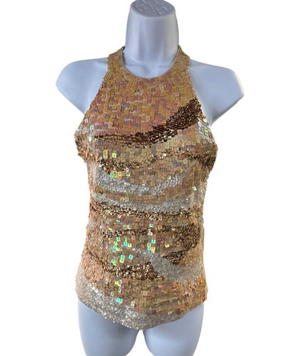 Vintage Cache Iridescent Sequin Tank Top Y2K Party Clubwear Glam ...