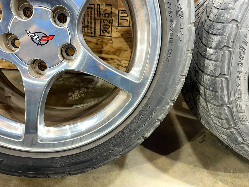 97 - 04 CHEVROLET CORVETTE C5 OEM ALLOY POLISHED RIMS WHEELS TIRES 18X9 ...