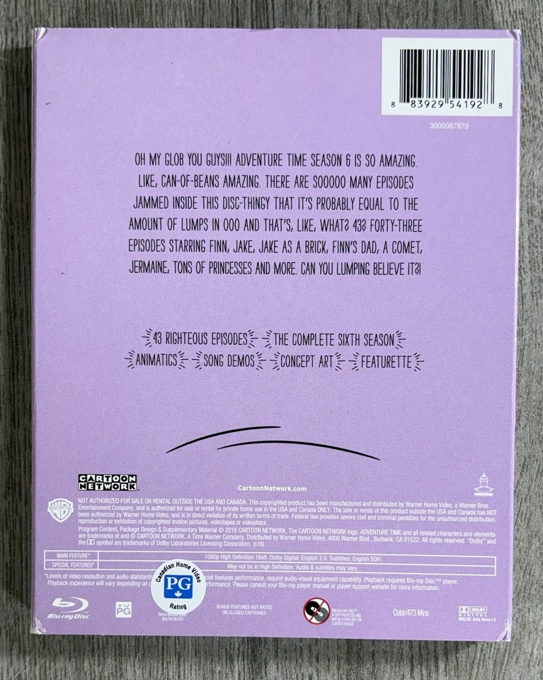 Adventure Time: the Complete Sixth Season Blu-Ray Disc 2016 Cartoon ...