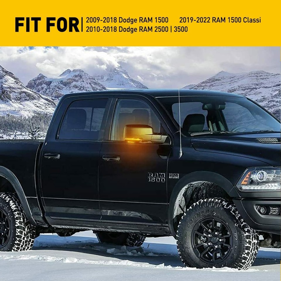 For 2009-22 Dodge RAM Dual Color LED Side Mirror Puddle Light Signal ...