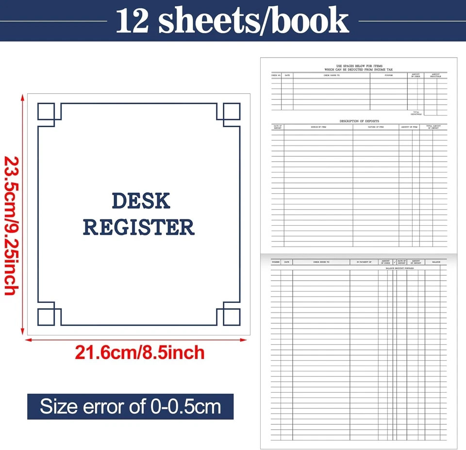 5 Pcs Check Desk Registers Checkbook Register for Business Checkbooks ...