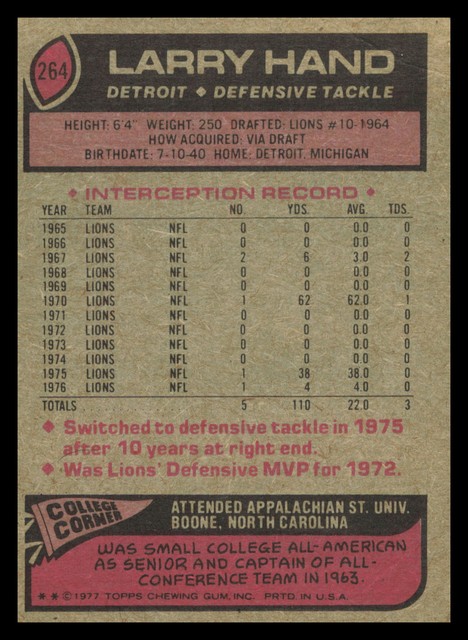 1977 Topps - #264 Larry Hand for sale online | eBay