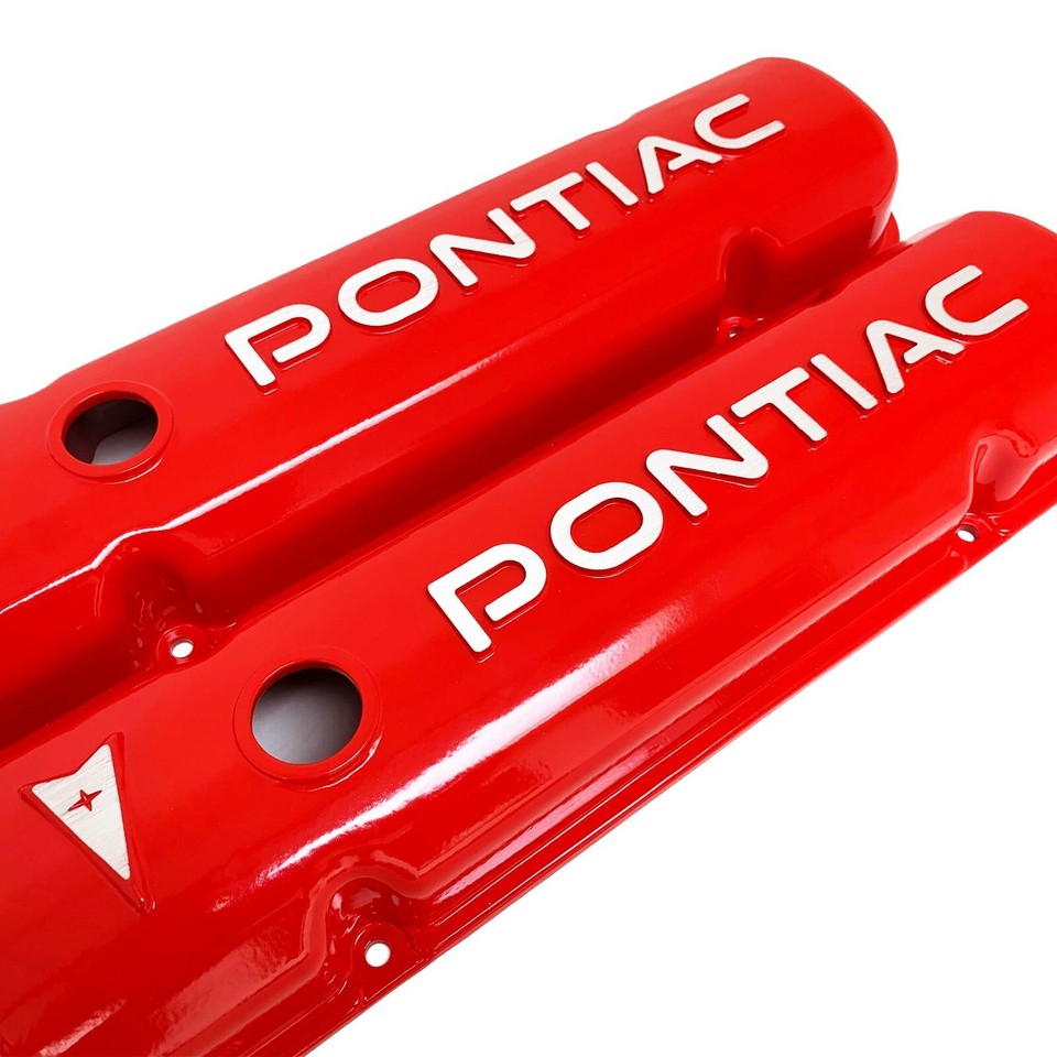 GM Pontiac Valve Covers Red Raised Letter Logo Die-Cast Aluminum ...