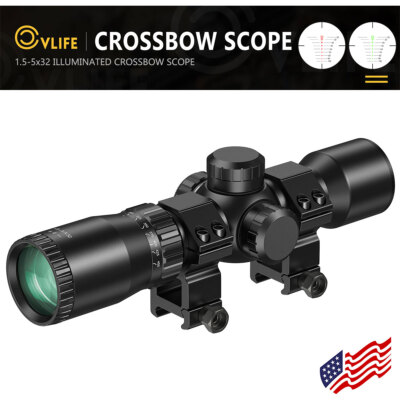 1.5-5x32 Crossbow Scope Dual Illuminated Ballistic Reticle Optic ...