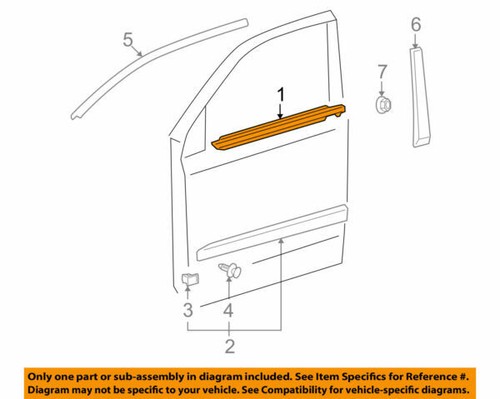 75712-60090 Toyota Moulding, front door belt, lh 7571260090, New ...