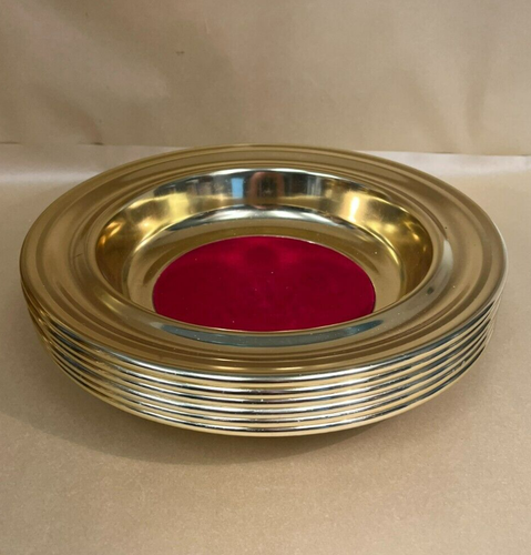 Lot of 6 Vintage Brass or Brass Tone Church Offering Collection Plates ...