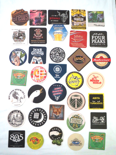 Lot Of 35 New Craft Beer Bar Coasters - Glass Mats Craft Domestic ...