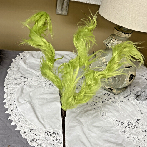 2x Whimsical Grinch Green Fluffy Spiral Christmas Grinch Pick Green ...