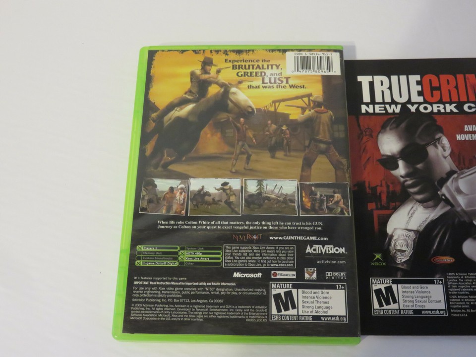GUN NEVERSOFT ACTIVISION 100% COMPLETE ORIGINAL XBOX MATURE WILD WEST ...
