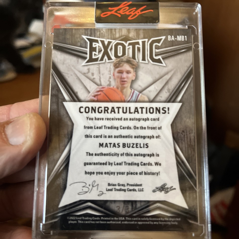2022-23 Leaf Exotic - Matas Buzelis #BA-MB3 Butterfly Prismatic /3 (AU ...