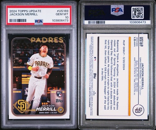 Jackson Merrill RC Rookie Debut 2024 Topps Update #US169 San Diego ...