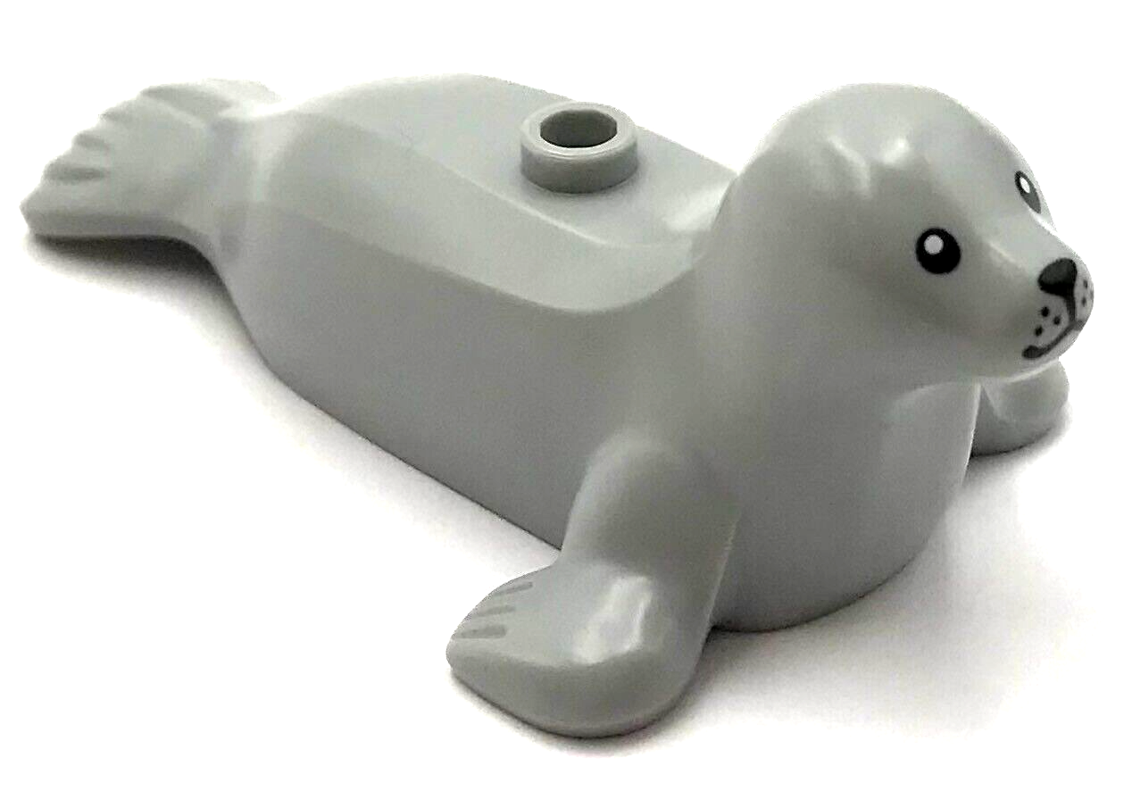 Lego New Light Bluish Gray Seal Animal Black Eyes Nose Mouth Sea Lion ...