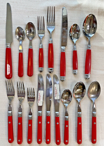 17 Vintage Red Bakelite Plastic Stainless Steel Flatware | eBay