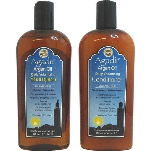 AGADIR MOROCCAN ARGAN OIL Daily Volumizing SHAMPOO & CONDITIONER 366ml ...
