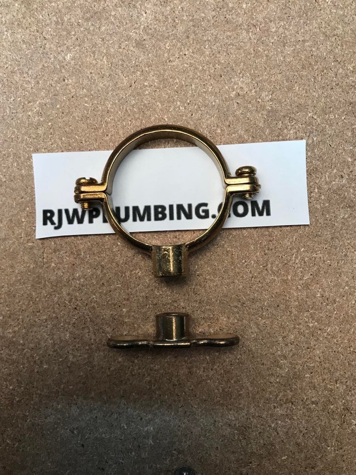 Brass or Chrome Extended Pipe Clip - Munsen ring, backplate & rod/NP ...