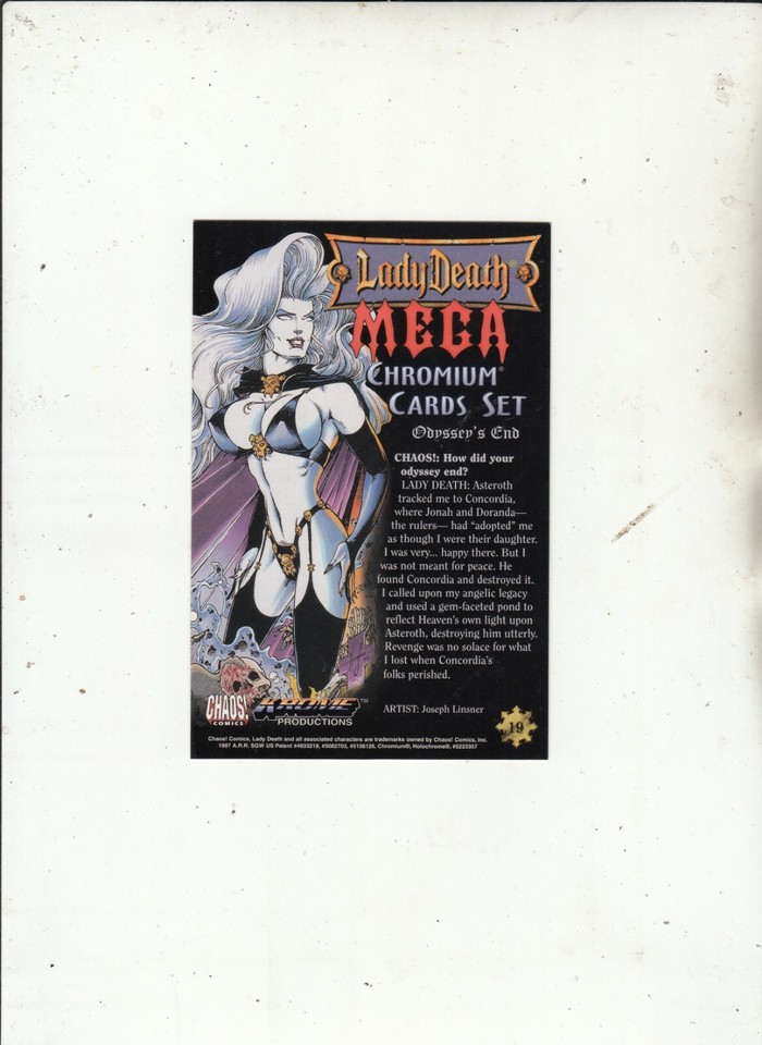 Rare-Lady Death-1997 Meca Chromium Card-[No 19 Large 6'' by 4'' Card ...