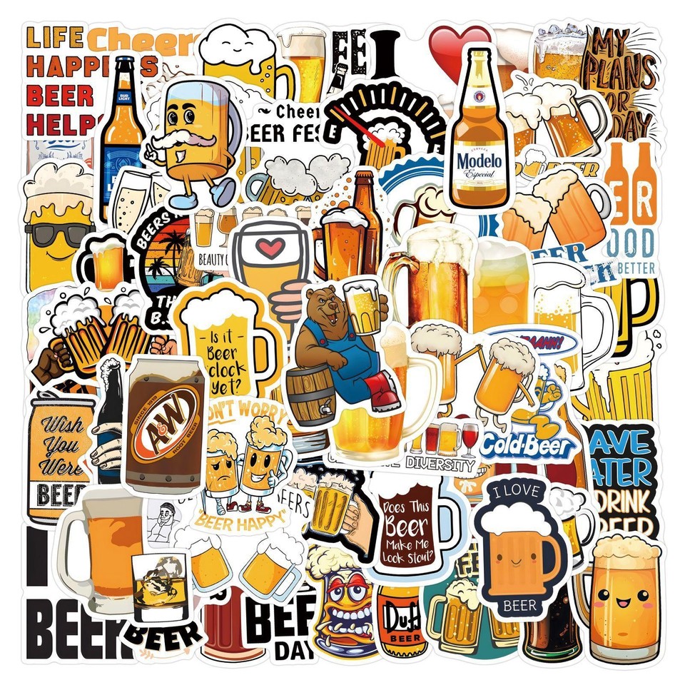 110pcs Beer Cartoon Stickers Heat Drink Decals Diy Laptop Phone Bike ...