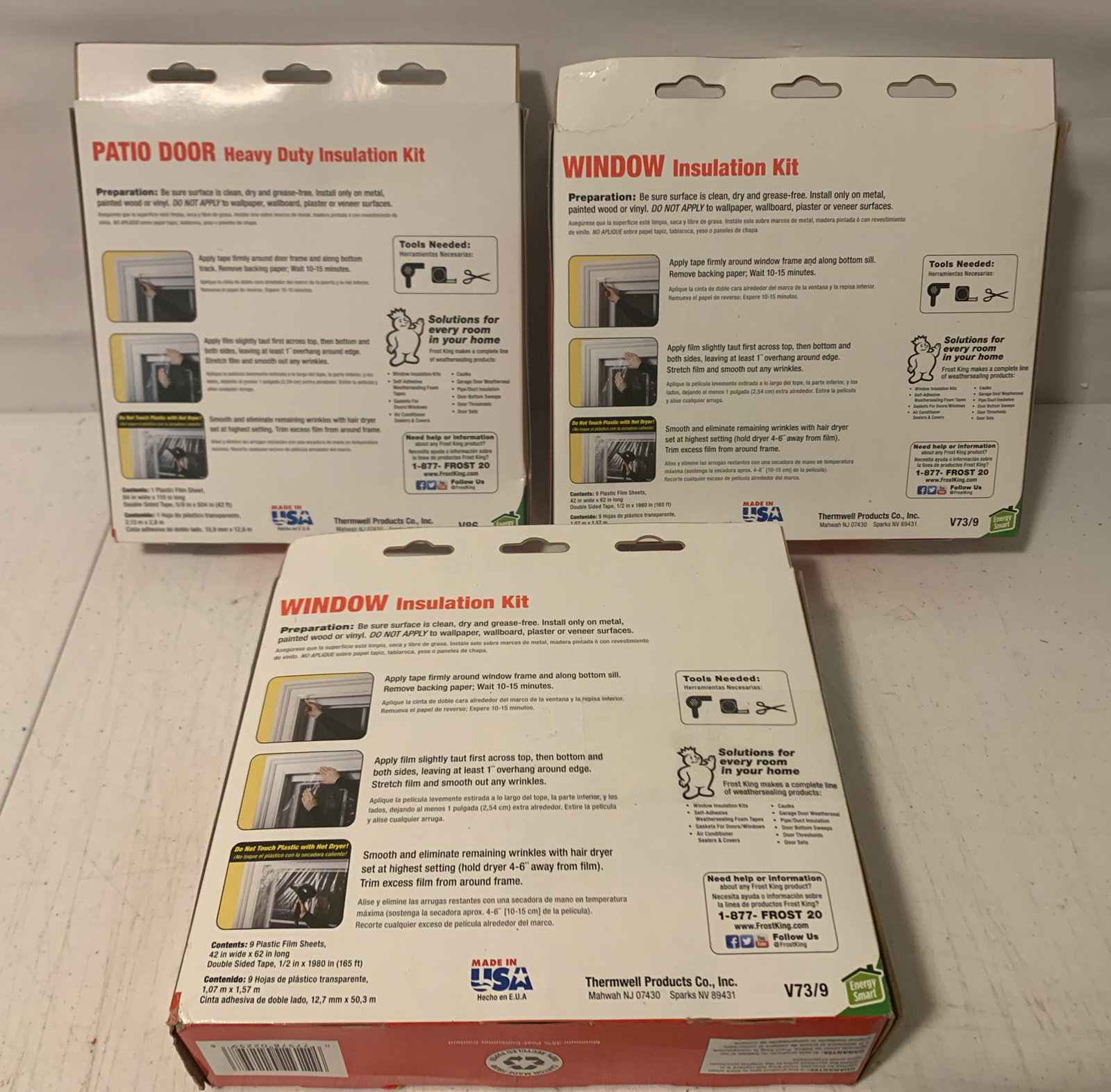 Lot Of 3 Frost King One Patio Door Insult Kit & 2 Window Insulation Kit ...