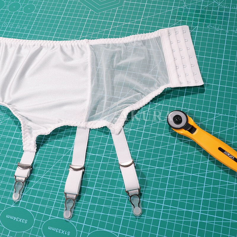 Women's Soft Stretchy 6 Straps Garter Belt Sheer Mesh Cloth Splicing ...