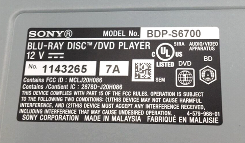 Sony 4K UHD Upscale Blu Ray Disc / DVD Player Built In Wireless BDP ...