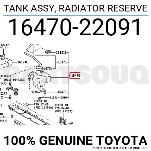 1647022091 Genuine Toyota TANK ASSY, RADIATOR RESERVE 16470-22091 | eBay