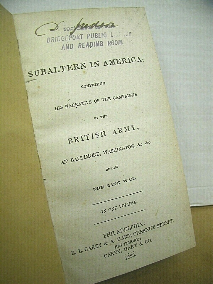Subaltern In America George Robert Gleig of the British Army 1833 HC ...