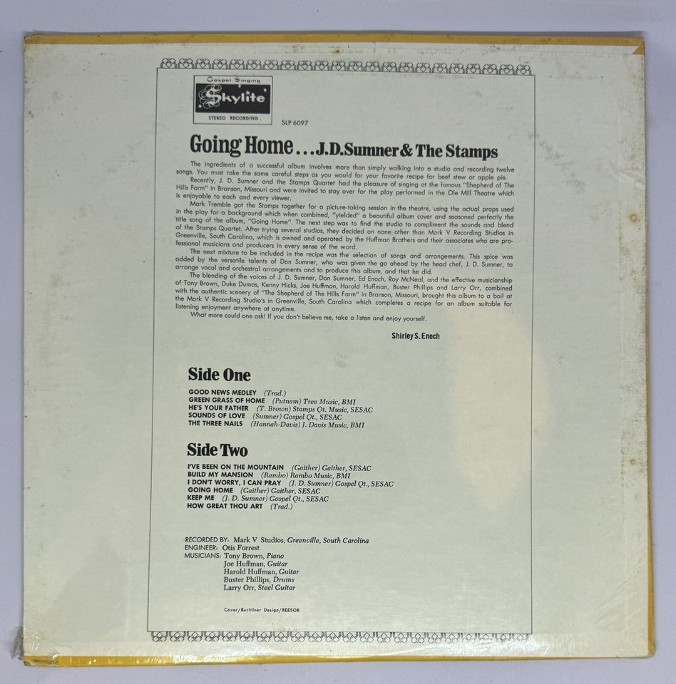 SEALED LP JD Sumner And The Stamps “Goin’ Home” Southern Gospel Record ...