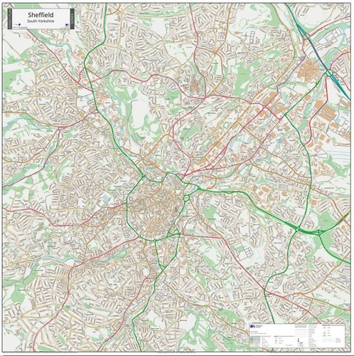 WALL MAP OF SHEFFIELD - SHEFFIELD STREET MAP - Street Map - PAPER ...