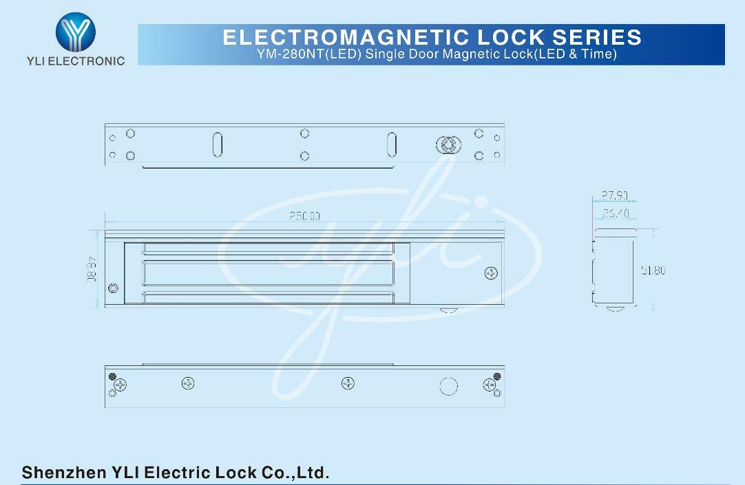 YLI YM-280NT(LED) 280Kg/600lbs Single Door Electric Magnetic Lock Time ...