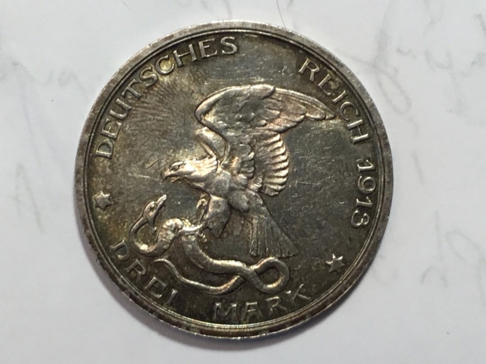German 1913 German William III Prussia War Napoleon Rare silver 3 Mark ...