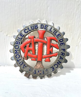 Mouterau Paris Automobile Club De L'ile De France Red Enamel French Car ...