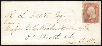 Guilford CT fancy cancel "negative G" in star to New York 3c Rose Sott ...