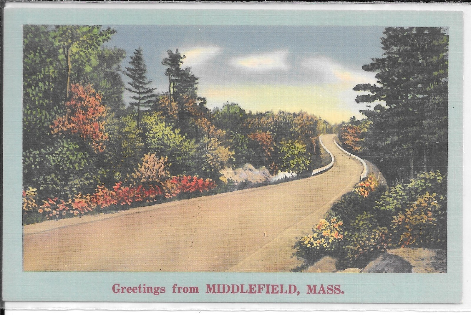 GREETINGS FROM MIDDLEFIELD, Massachusetts, MA, Unused Vintage Linen ...