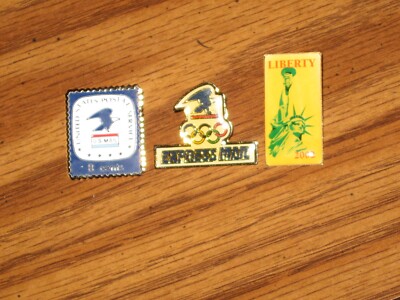 POSTAL LOT OF 3 STAMP PINS BY THE MARCH COMPANY US MAIL-EXPRESS MAIL ...