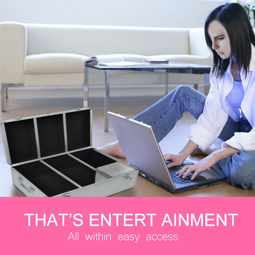 CD DVD Case Storage Box Bluray Lock Portable Aluminium Holder 240/500 ...