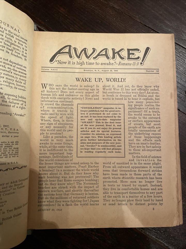 Watchtower: 1946 AWAKE! First Issue with Blue Binder with Extra ...