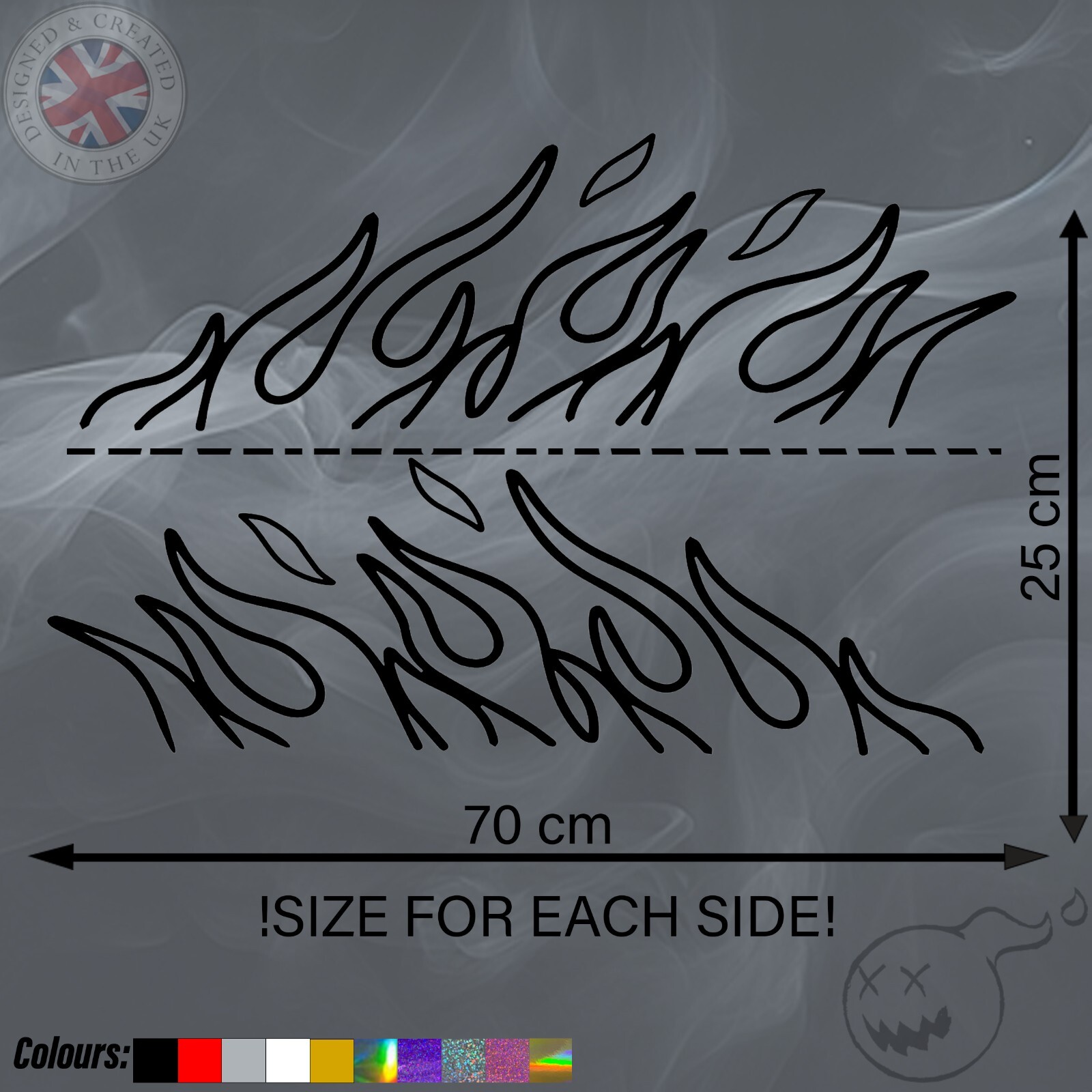 LARGE WINDOW FLAMES JDM VIRAL STICKERS DECALS DRIFT BUMPER WINDOW VINYL ...