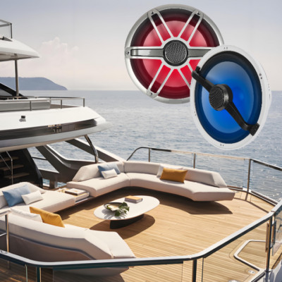 1 Pair 8" 2-Way Marine Boat Speakers Audio System 200W 12V RGB LED ...