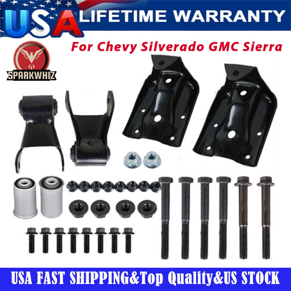 Rear Leaf Spring Hanger Bracket and Shackle Kit For Chevy Silverado GMC ...
