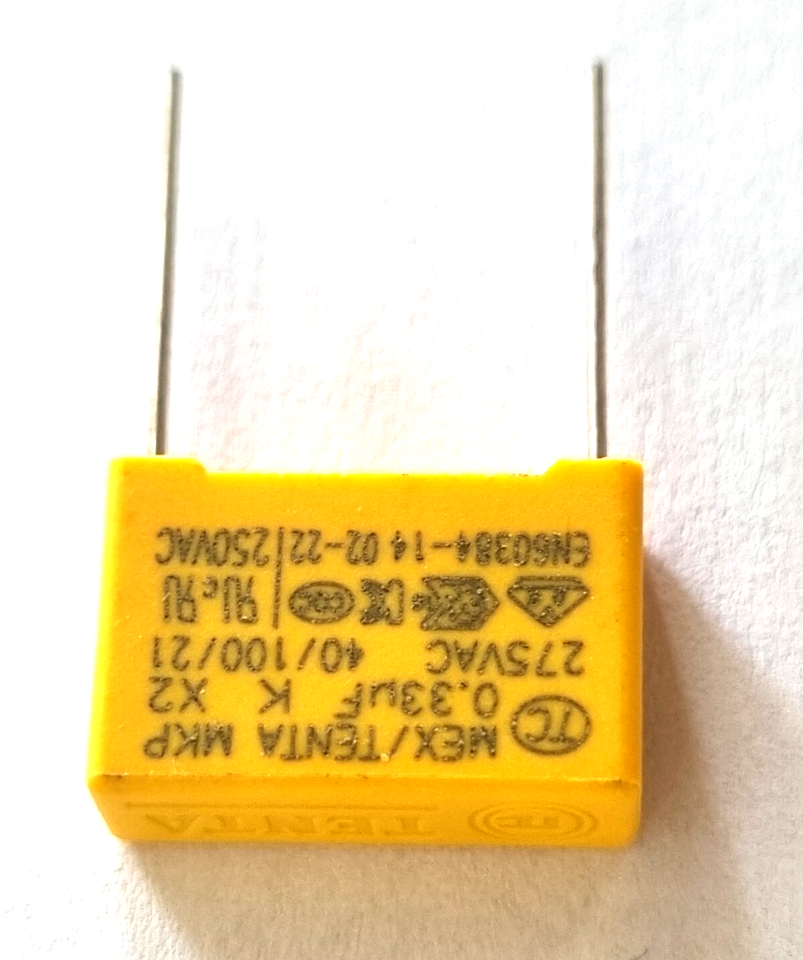 0.33uF 275Vac X2 Safety Capacitor 330n 334K 40/100/21 Pitch 15mm-Mains ...