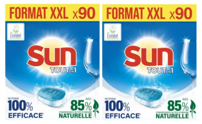 Pack XXL 2 x 90 = 180 Tablettes SUN Tout-En-1 "85% naturelle" Lot Lave ...