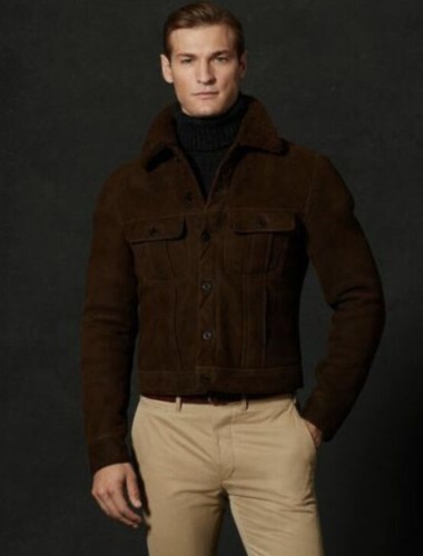 $5K Ralph Lauren Purple Label X-Large Brown Leather Shearling Trucker ...