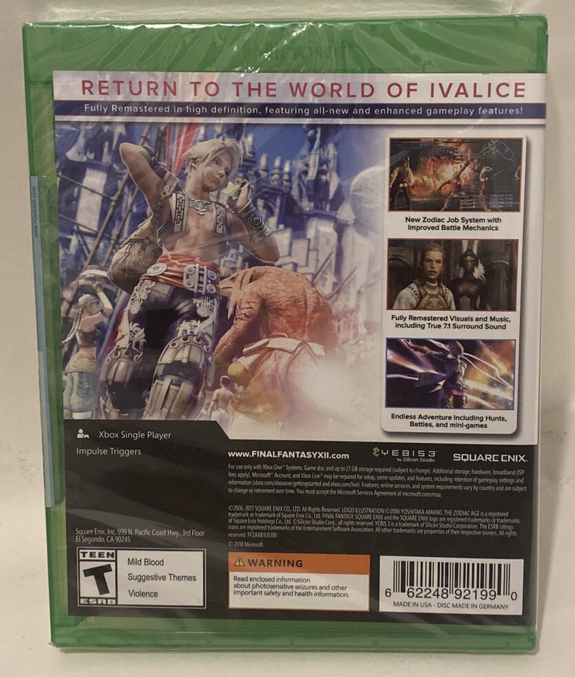 Final Fantasy 12 XII: The Zodiac Age *New* (Microsoft Xbox One, 2019 ...