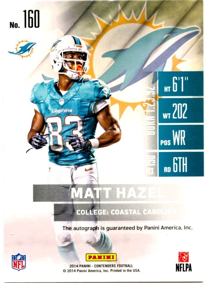 MATT HAZEL RC 2014 CONTENDERS CRACKED ICE ROOKIE TICKET AUTO 2/22 ...