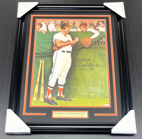 BROOKS ROBINSON AUTOGRAPHED PHOTO NORMAN ROCKWELL FRAMED ORIOLES JSA ...