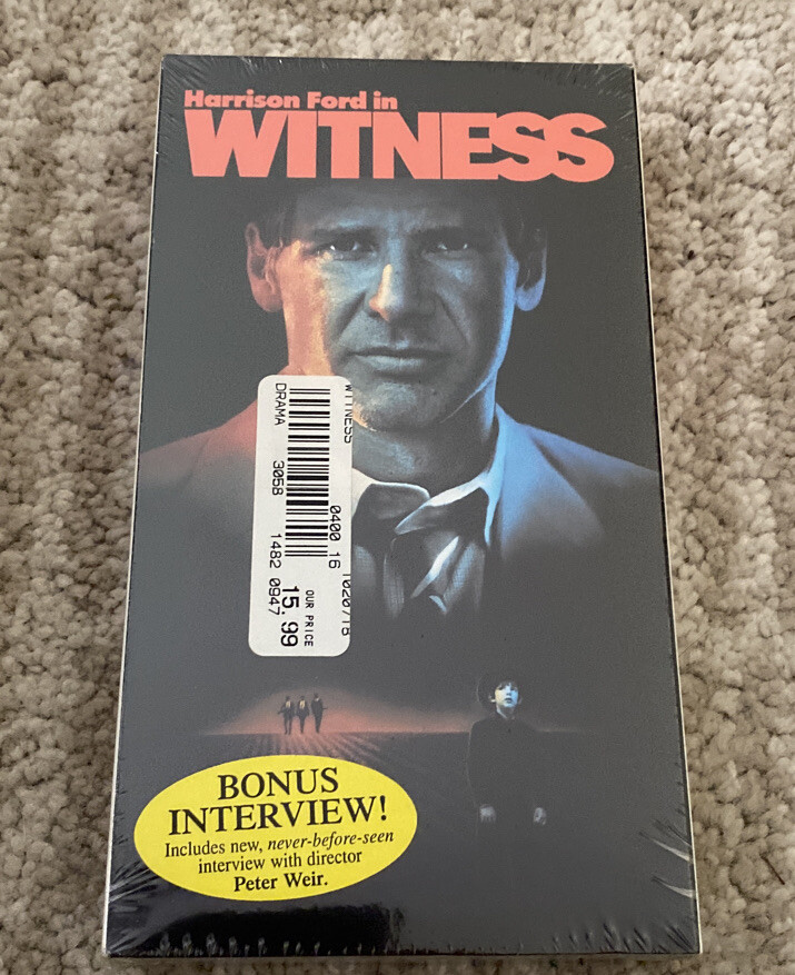 Witness VHS Starring Harrison Ford Directed by Peter Weir 1985 FACTORY ...